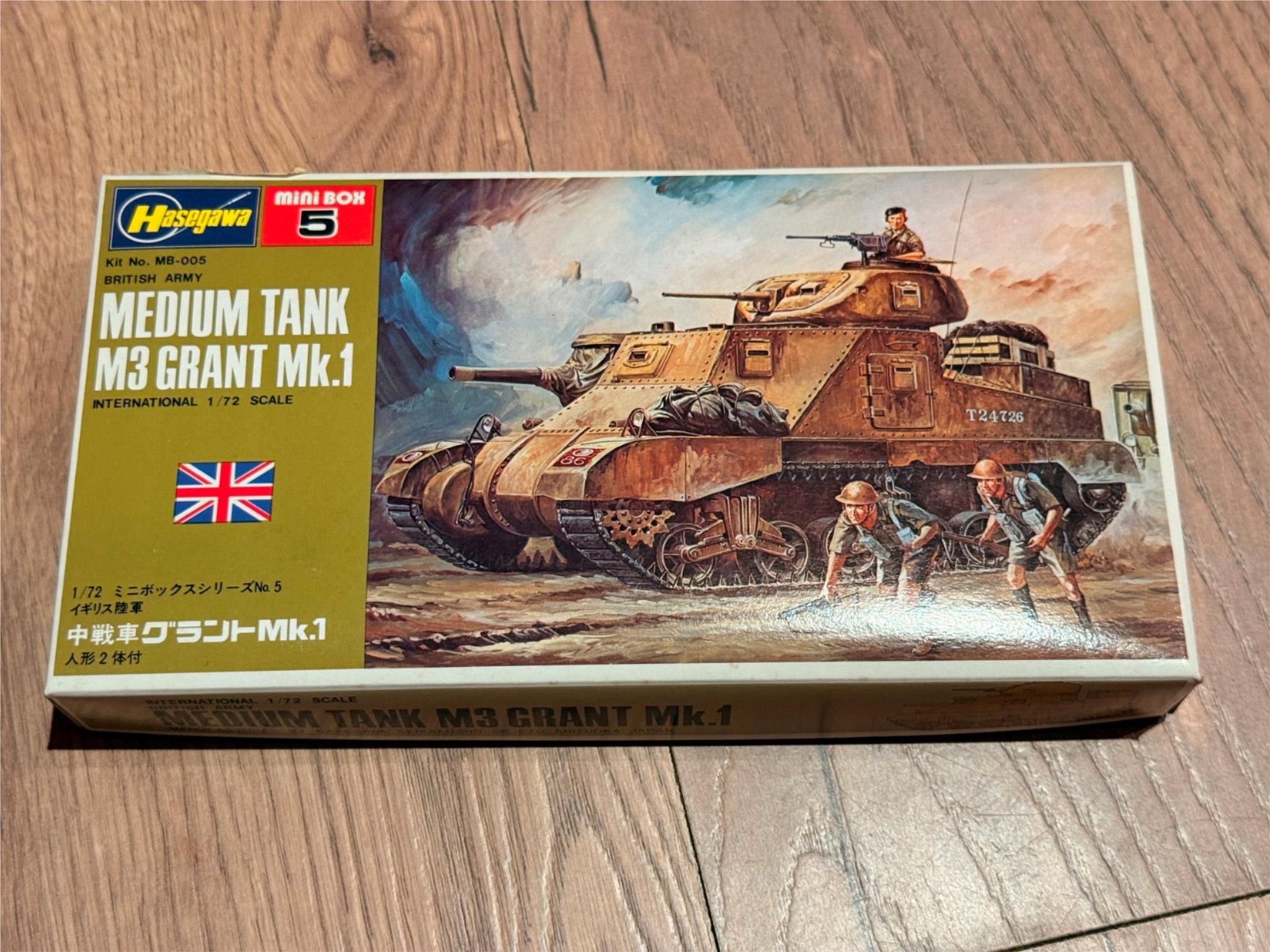 New Hasegawa Medium Tank - M3 Grant Mk.1- 1:72 Plastic Model Kit (neve ...